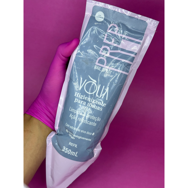 Refil Sachê Prep Nail Spray Higienizador Unhas 350ml Vólia