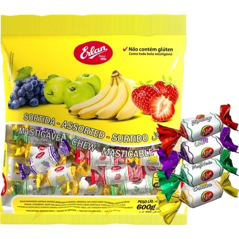 Bala Macia Mastigavel Sortida 400gr - Erlan