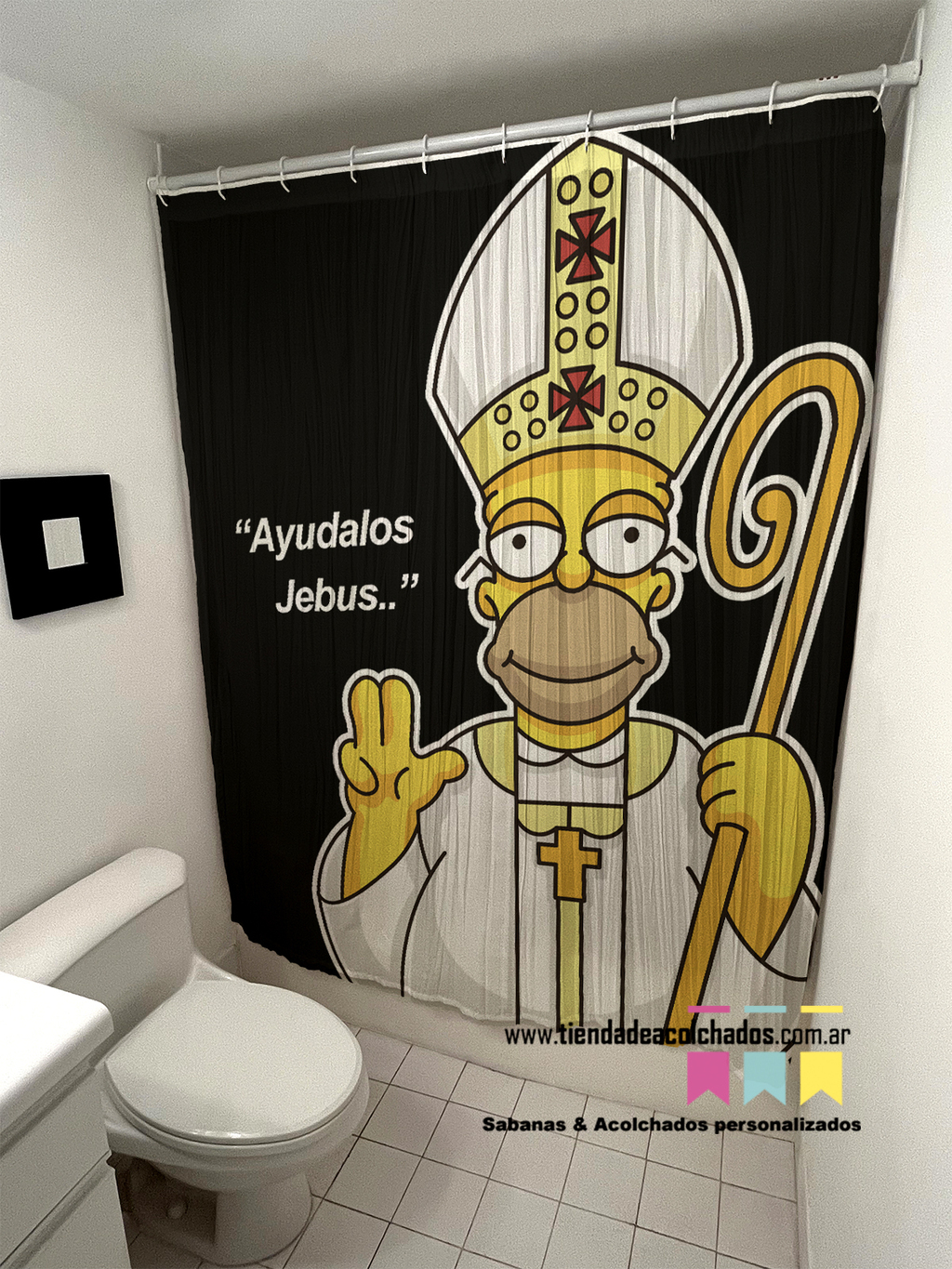Cortina de baño Homero Simpson / Jebus