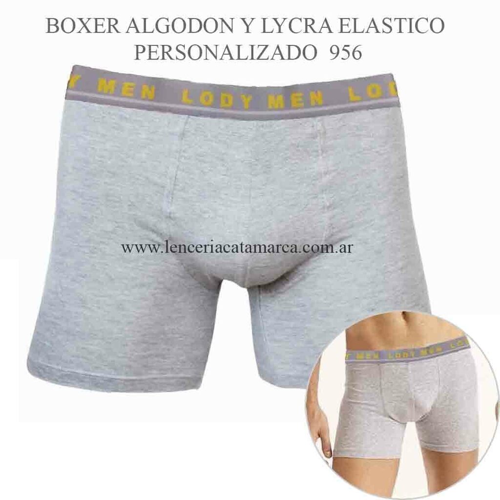 LODY BOXER ALGODON Y LYCRA ELASTICO PERSONALIZADO GRIS 956G