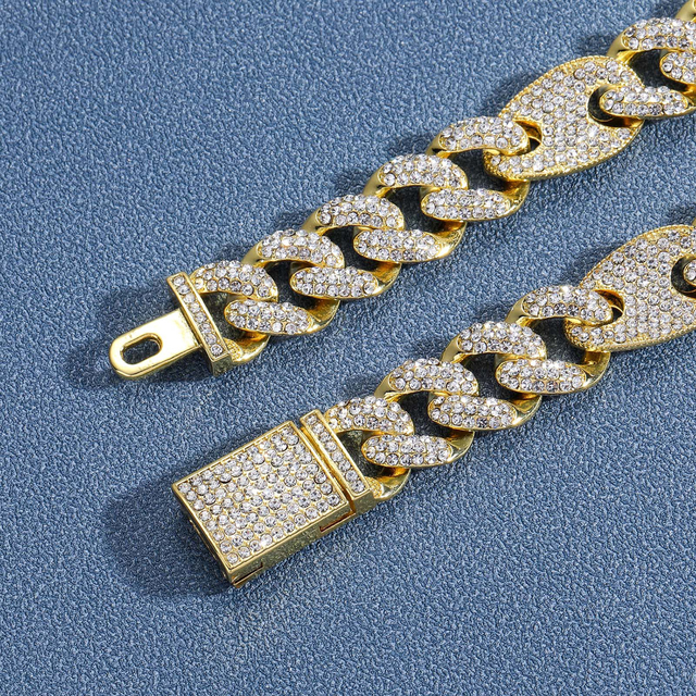 Cadena Cubana con Strass Diamond Rhinestone Style 3 - 18 inch