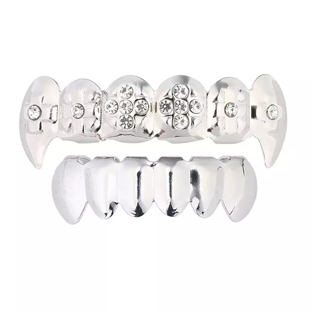 Parrilla Dientes Grillz Strass Colmillos Plata