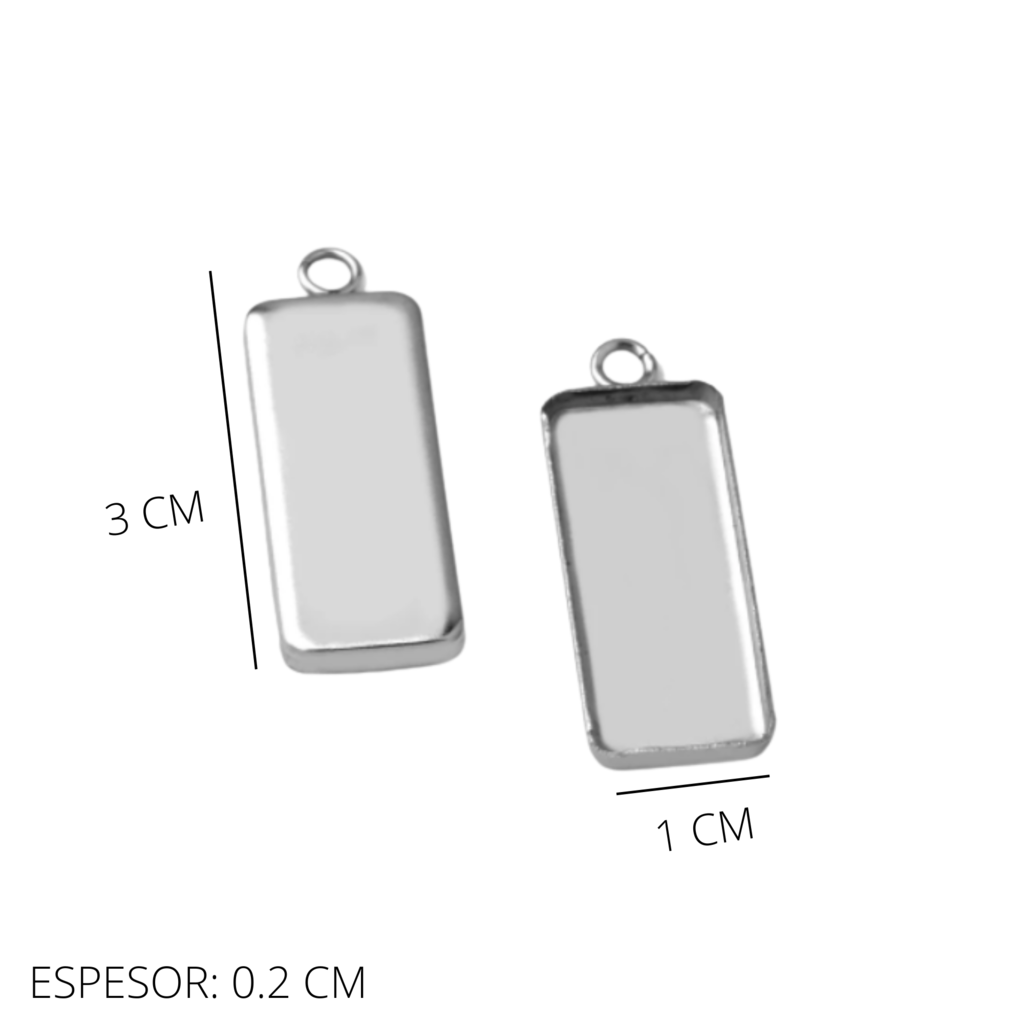 DIJE RECTANGULO ARO PLATEADO PARA RELLENO (PAR)