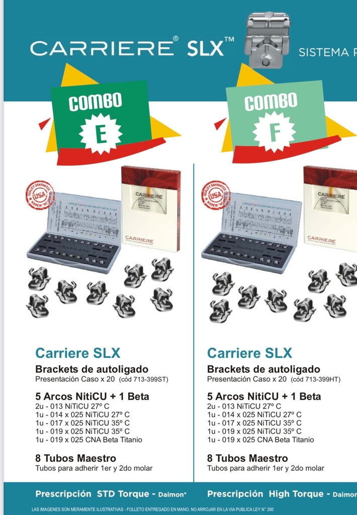 Combo Carriere Brackets Autoligante Con Arcos Y Tubos