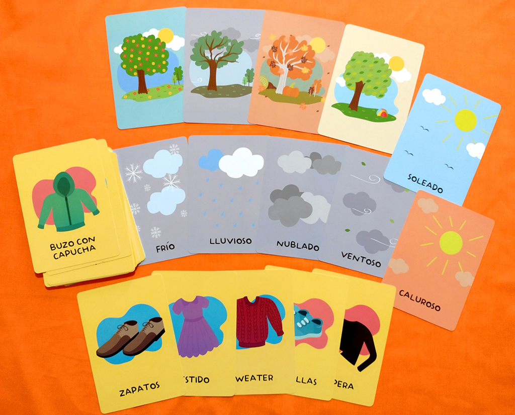 Las Estaciones, el Clima y la Ropa - Cartas con Libro de Actividades