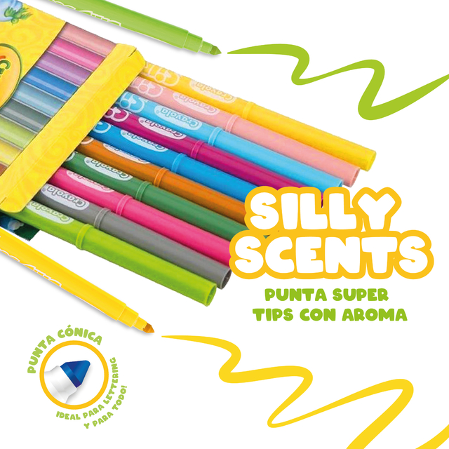 Fibras Marcadores SuperTips Silly Scents con Aromas Punta Cónica x 10 ...