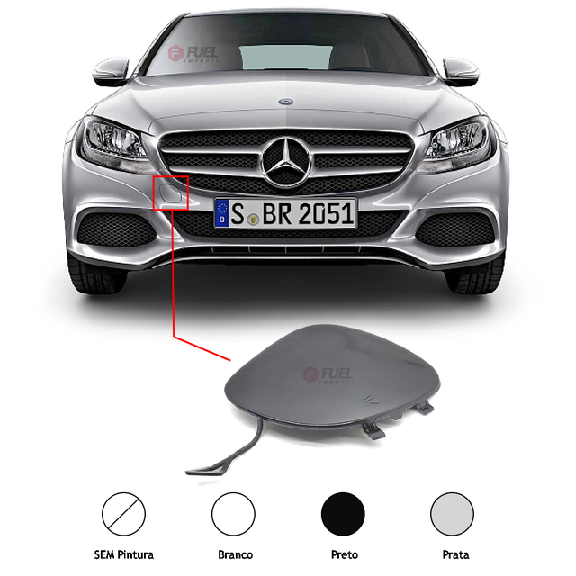 Tampa Reboque Parachoque Dianteiro Mercedes Benz (W205) C180 C200 C250 ...