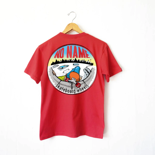 Remera No Name Skateboards Calco Wheels Rojo