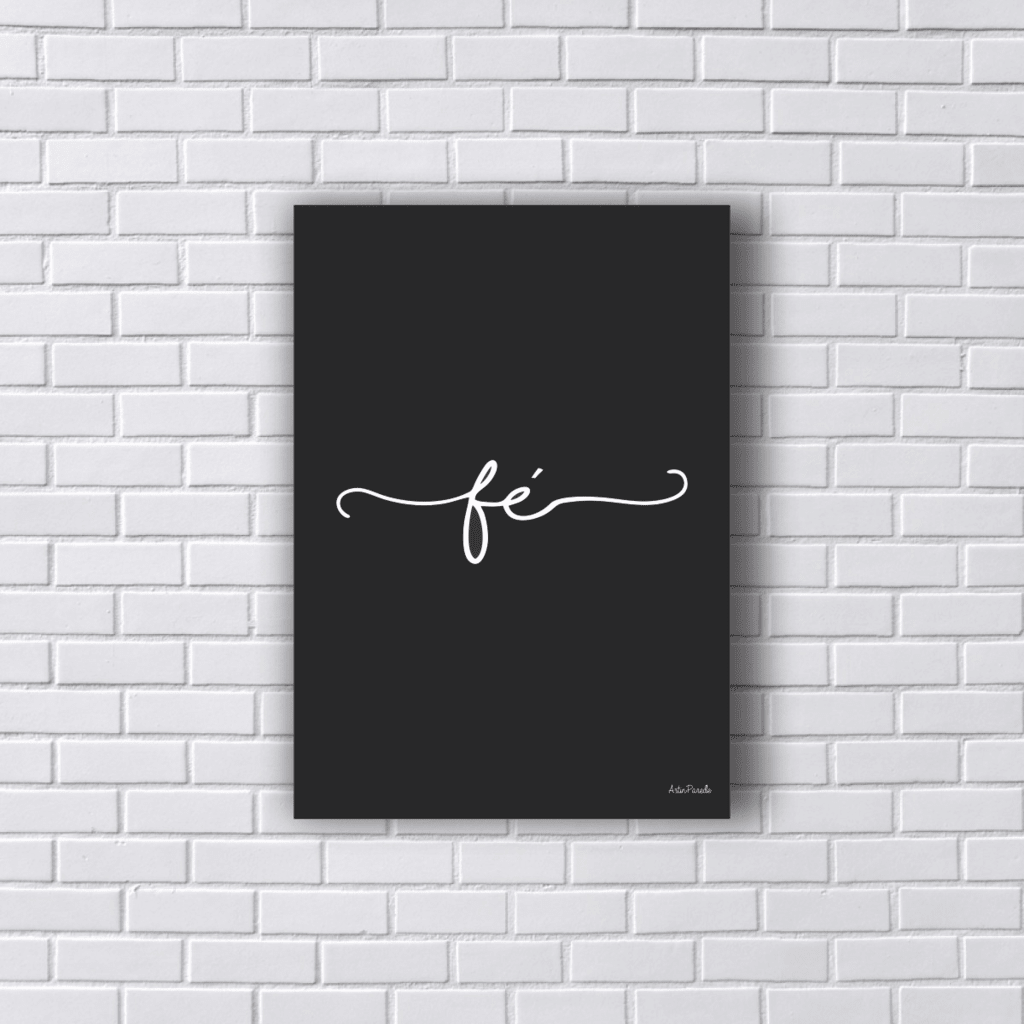 Quadro Palavra Fé FUNDO PRETO