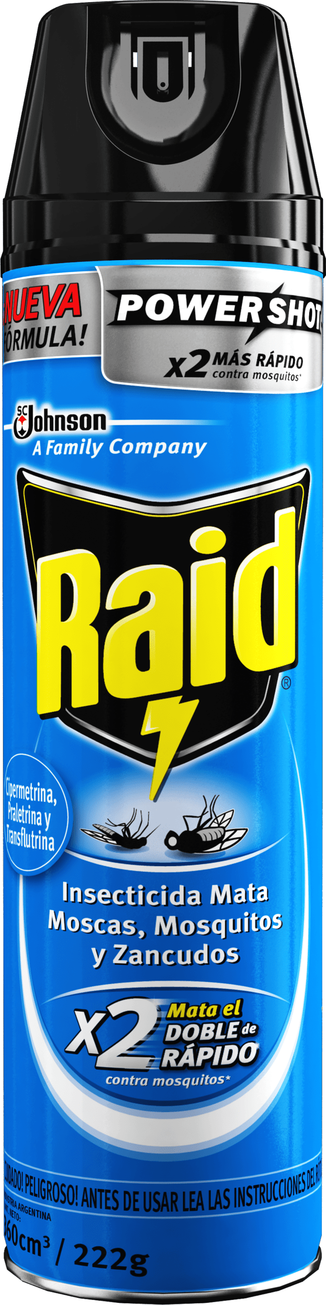 Insecticida Aerosol Raid Mata Moscas y Mosquitos x360cc