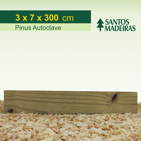 Prancha de pinus tratado 3 x 7 a 29 x 300cm-7cm (Autoclave) Com Nó