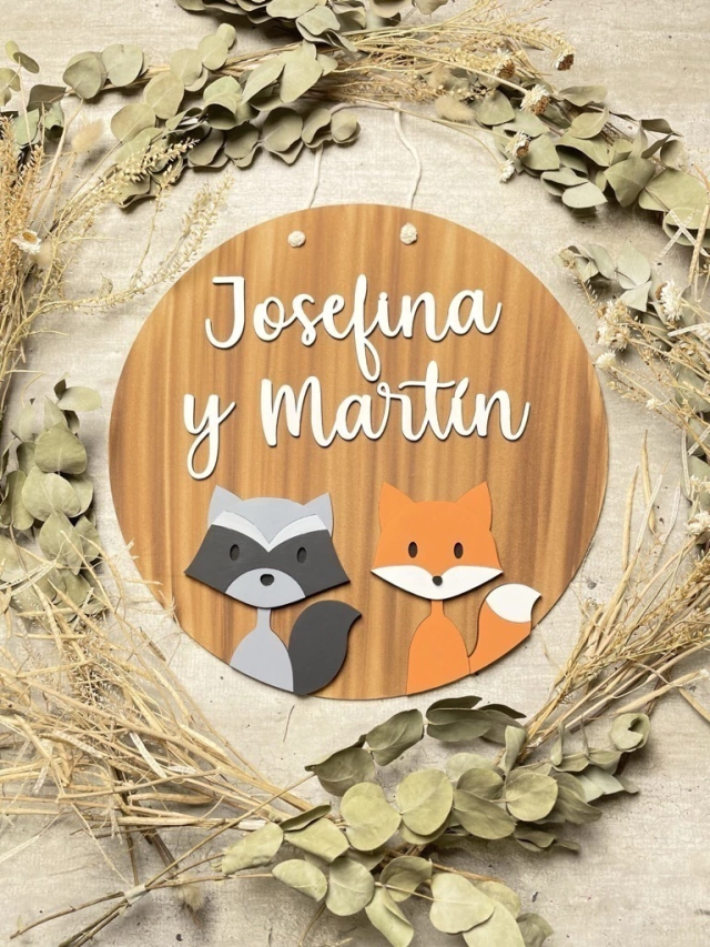 Cartel mapache y zorro 35cm - Comprar en Llaveros Lu