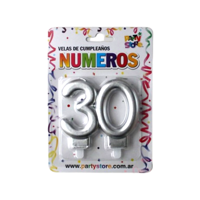Vela Numero 30 años Dorada Plateada