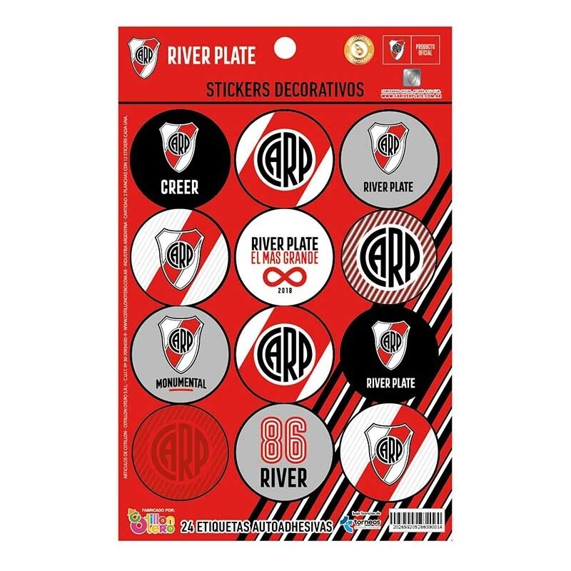 Stickers River Plate x 24U - Juanalalo Cotillon