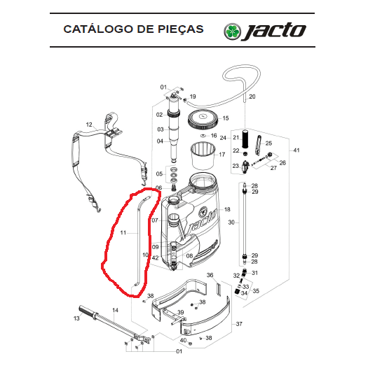 Barra de accionamiento para mochila JACTO
