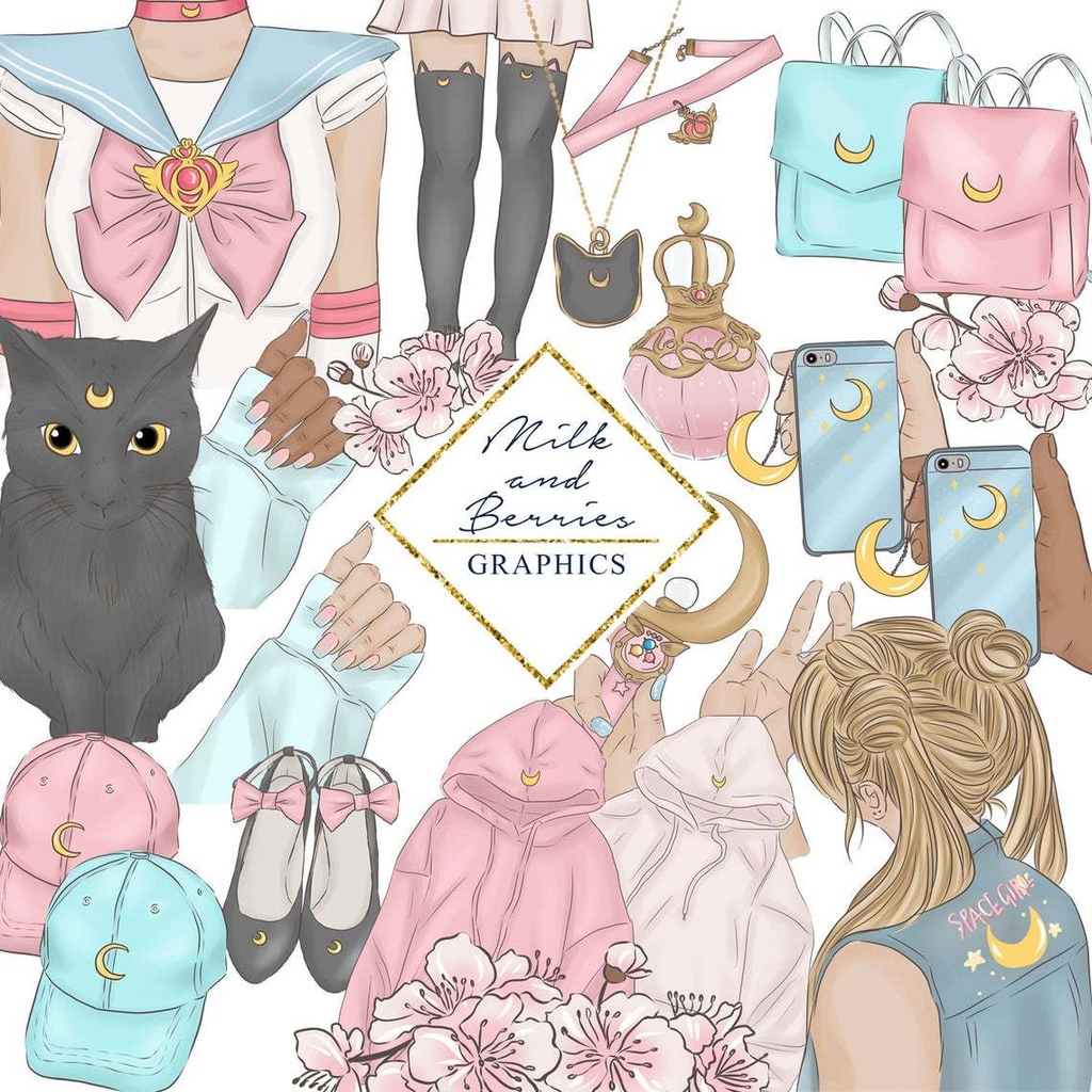 Hoja de Elementos Sailor Moon Ropas Graphics - Scrapear