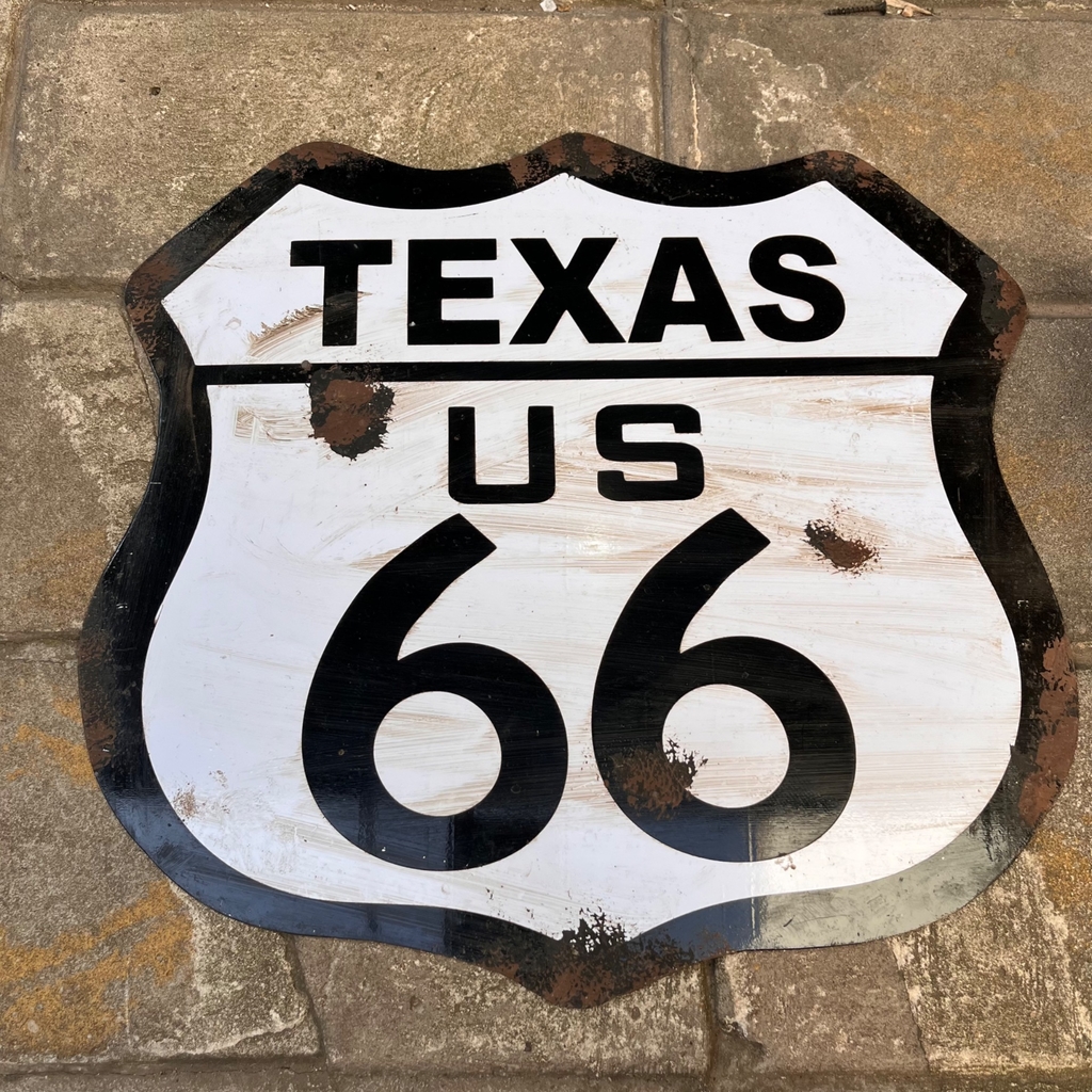 Cartel de chapa ruta 66 texas - Antique Carteles