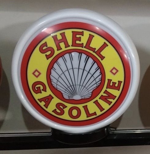 Bocha de surtidor Shell Gasoline bco - Antique Carteles