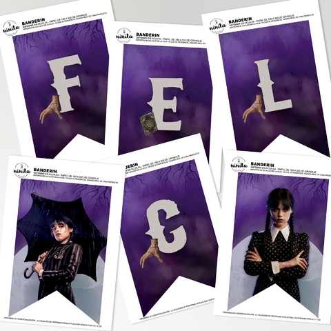 Banderín Gráfico Feliz Cumple Merlina - Ninita