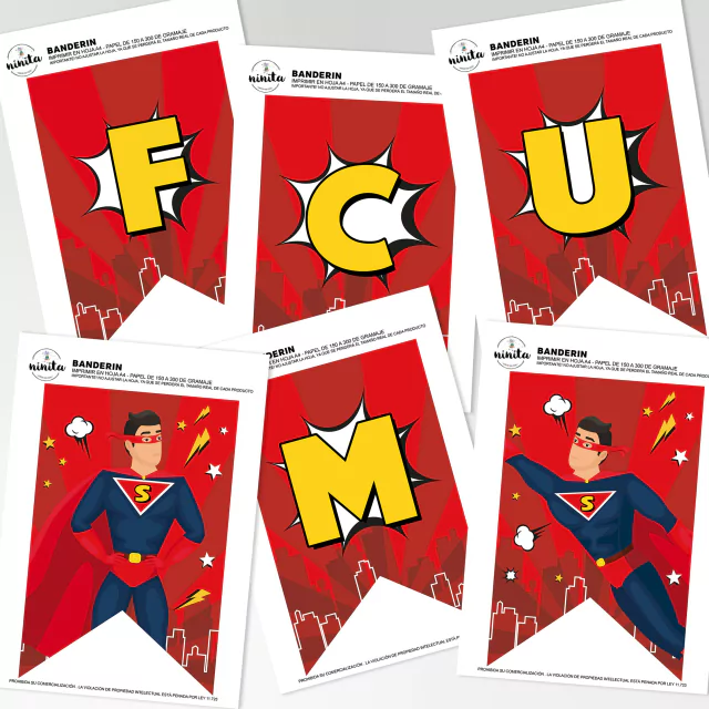 Banderín Gráfico Feliz Cumple Superman - Ninita