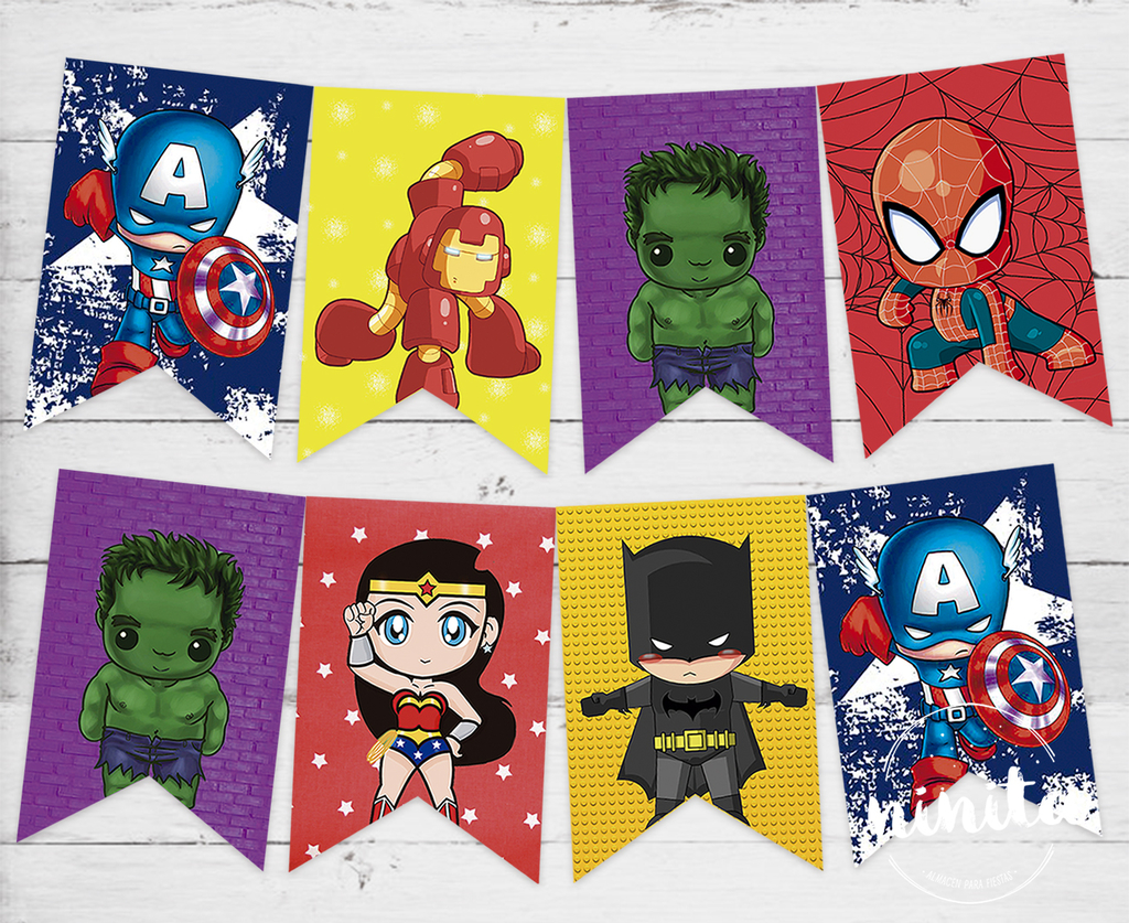 Banderín Gráfico Super Héroes - Comprar en Ninita
