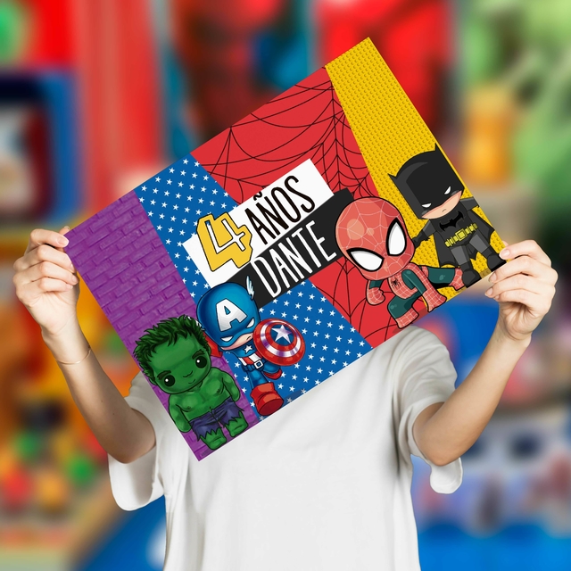 Cartel Bienvenida Superheroes - Comprar en Ninita