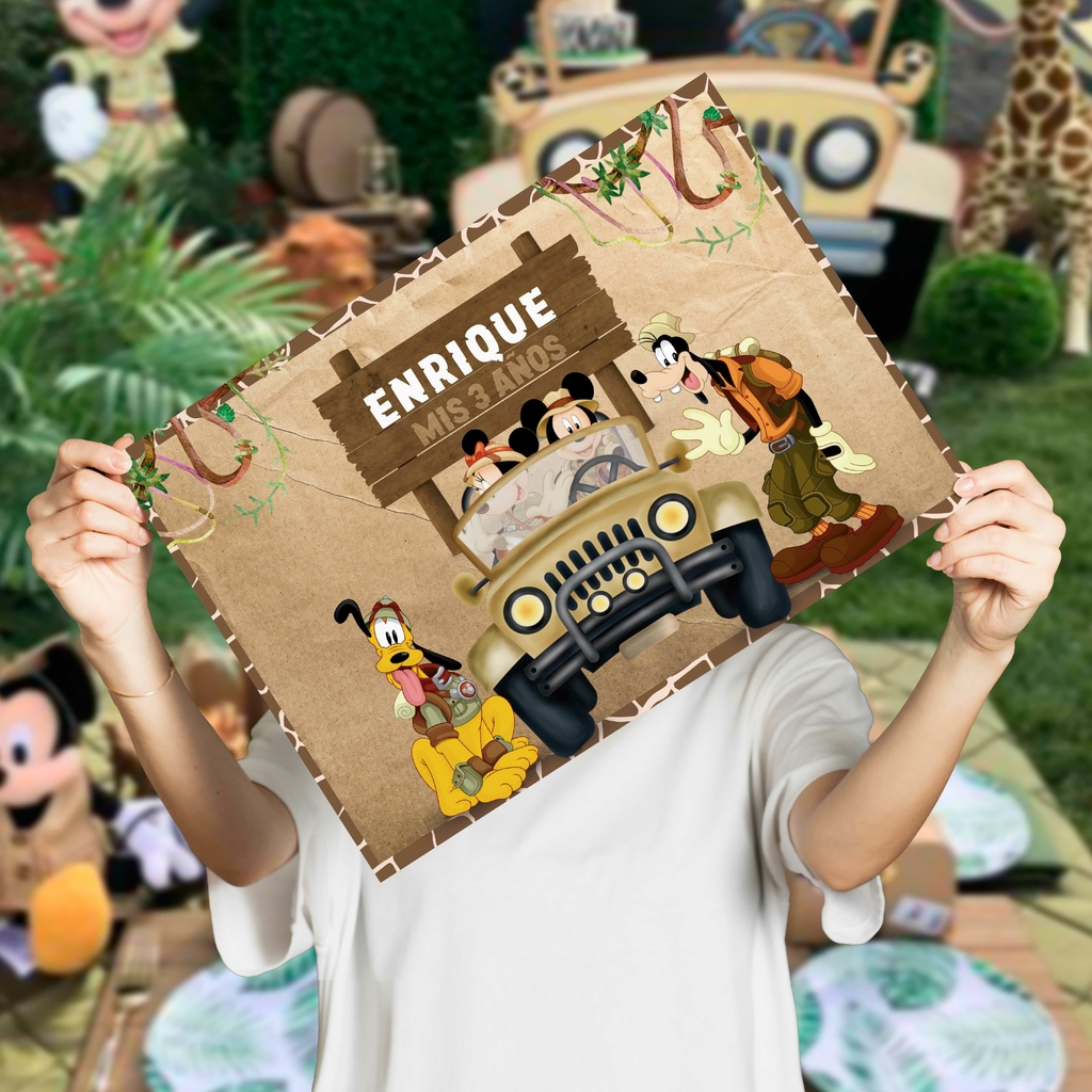 Cartel Bienvenida Mickey Safari - Comprar en Ninita