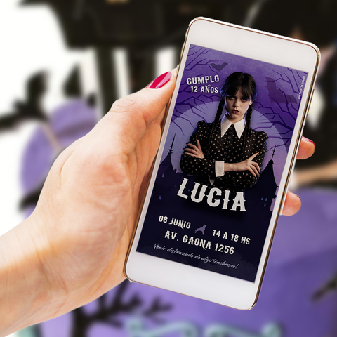 Invitacion Digital Merlina Addams - Comprar en Ninita