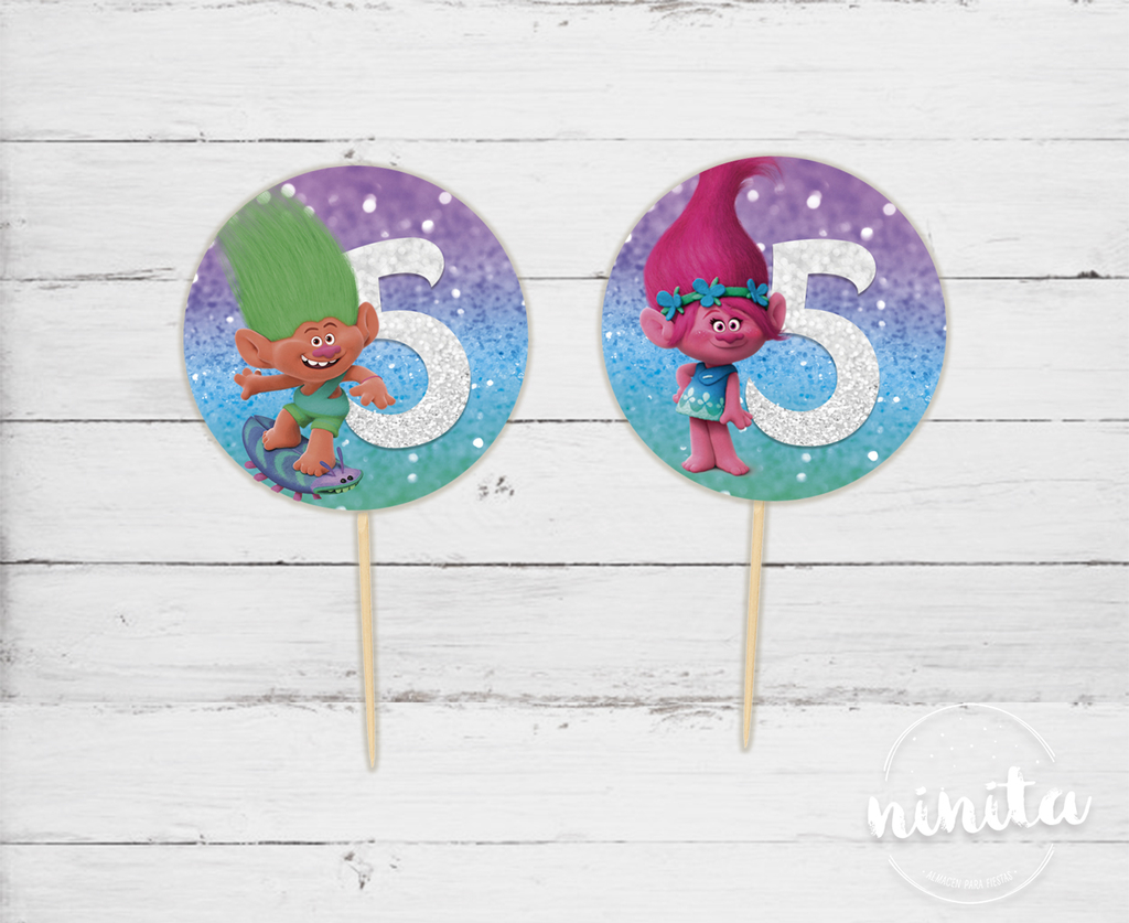 Topper para cupcakes Trolls - Comprar en Ninita