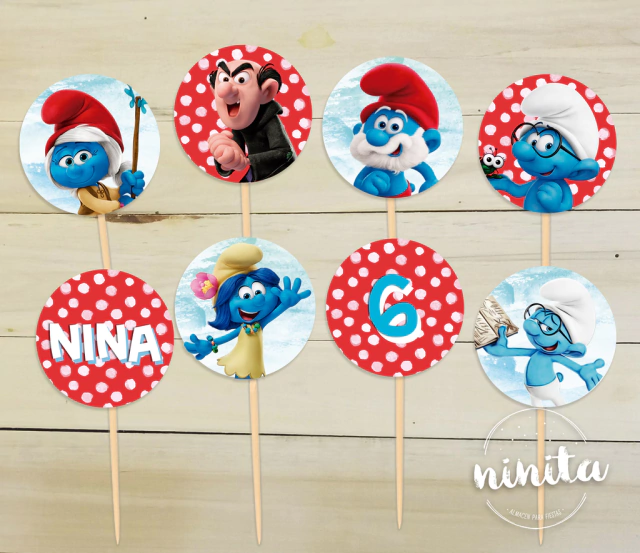 Topper para cupcakes Pitufos - Comprar en Ninita