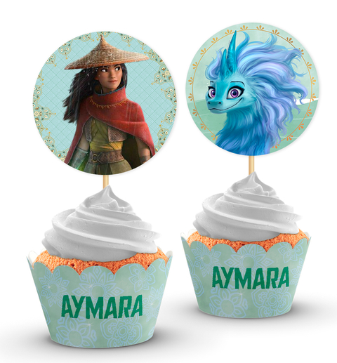 Wrappers + Toppers para Cupcakes Raya - Ninita