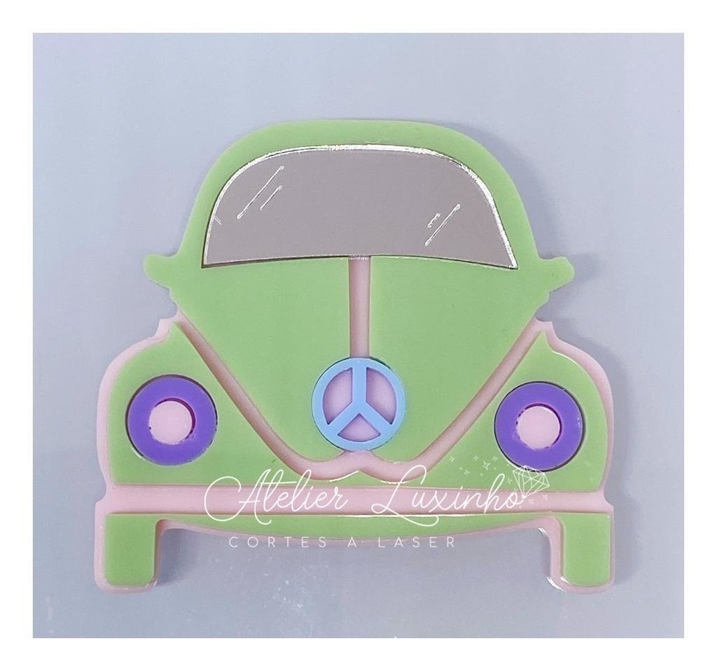 Aplique em Acrílico Fusca Colorido (3 Peças)