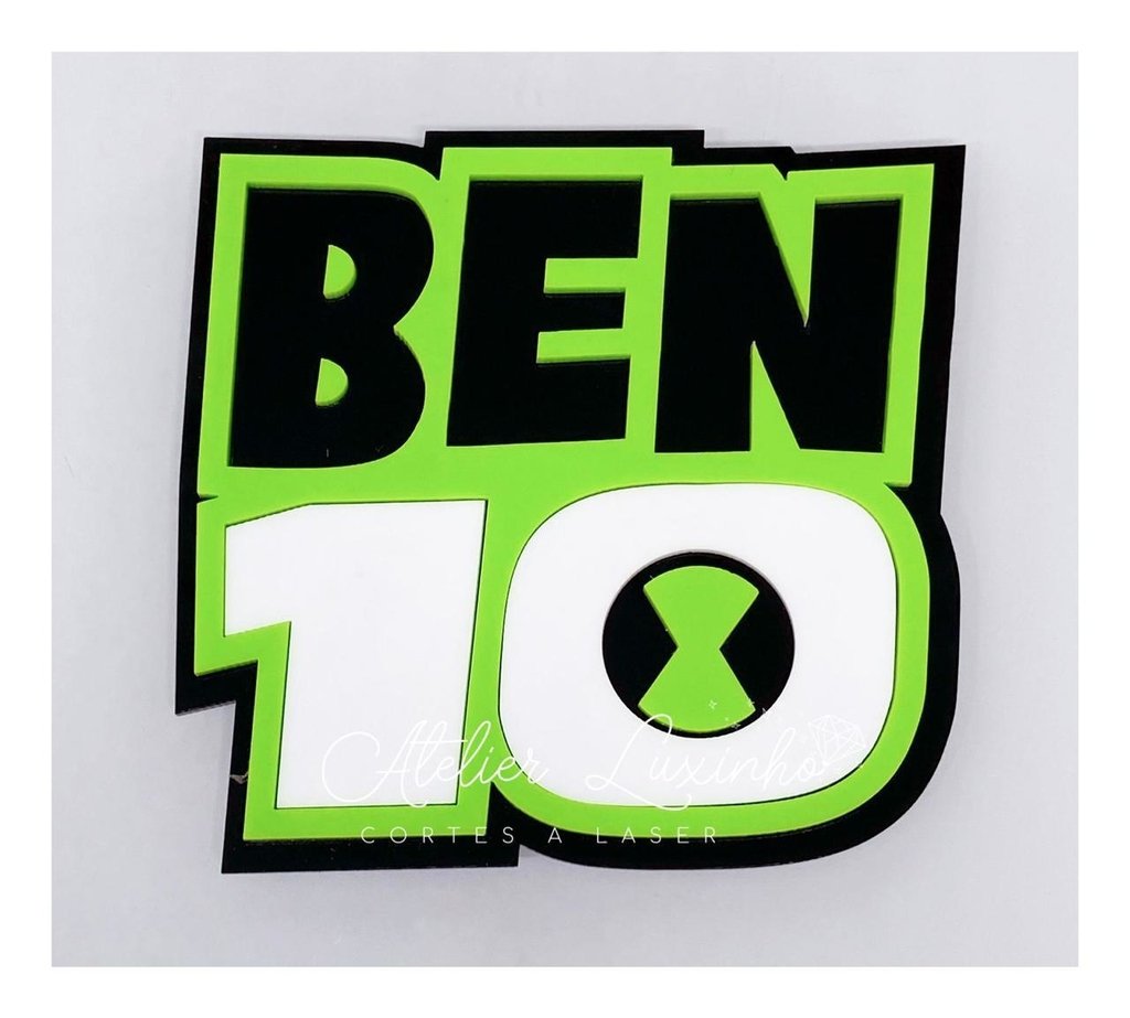 Aplique em Acrílico Logo Ben 10 (3 peças)