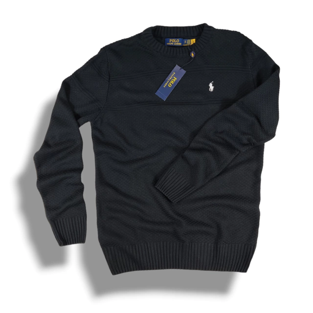 Sueter Polo Ralph Lauren preto Pony branco