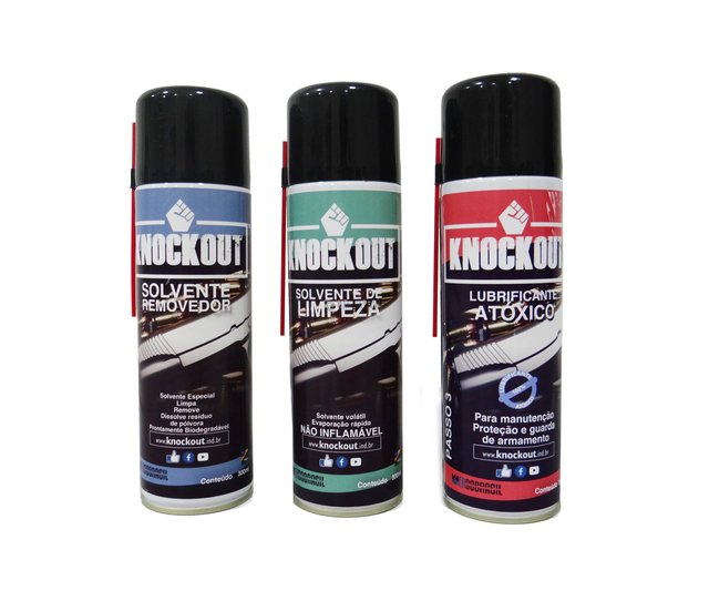 KIT LUBRIFICANTE PARA ARMAS DE FOGO SPRAY KNOCKOUT 300ML