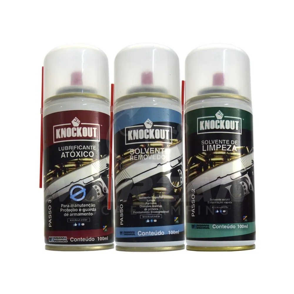 KIT LUBRIFICANTE PARA ARMAS DE FOGO SPRAY KNOCKOUT 100ML