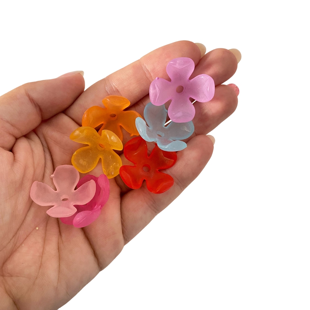 PASSANTE FLOR ARAMADO COLORIDA FOSCA - 26MM - 7 UNIDADES - CORES DIVERSAS