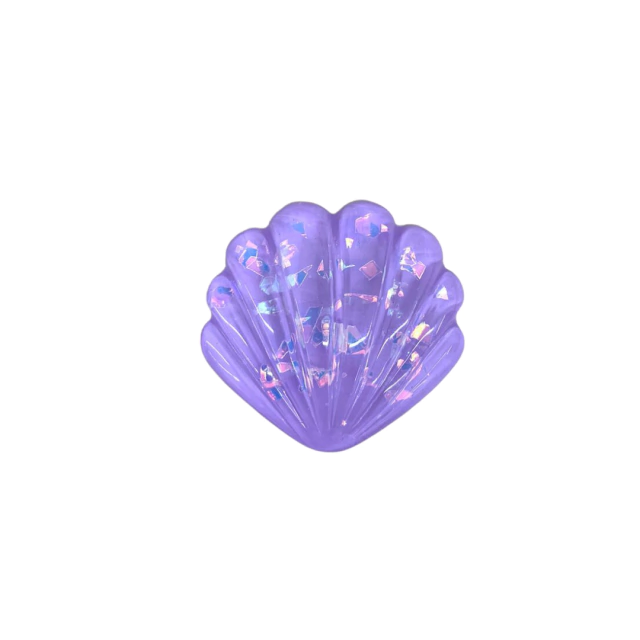 APLIQUE CONCHA G LILÁS GLITTER RESINA - 1 UNIDADE