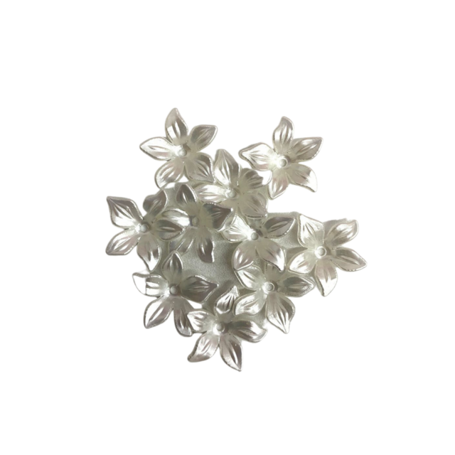 PASSANTE FLOR ACRÍLICO ARAMADO BRANCA - 10 PEÇAS