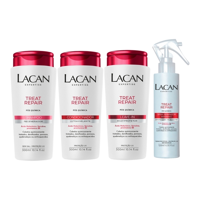 Kit Lacan Treat Repair Shampoo Condicionador Leave-in Spray