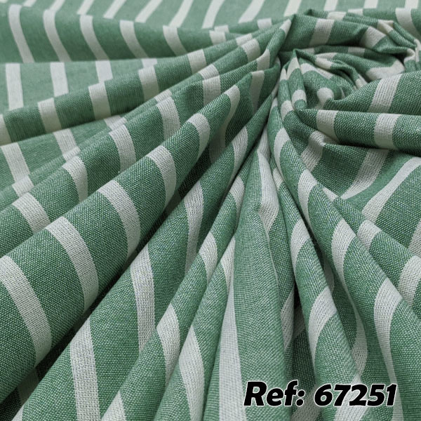 Tecido Linho Listrado Verde Bandeira Bege