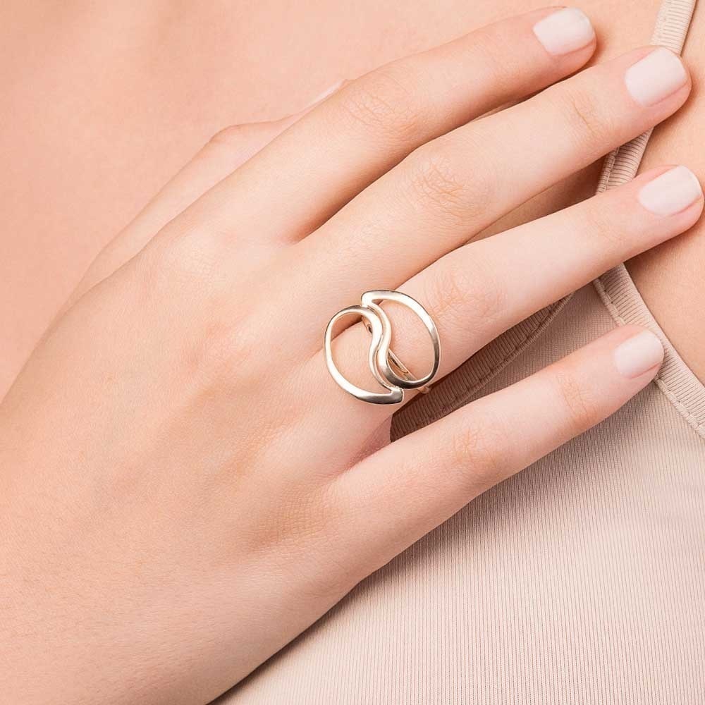 anel rommanel folheado a ouro duas gotas vazadas interligadas - 513408