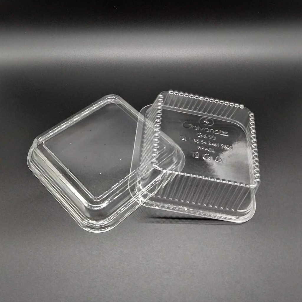 Pote Quadrado 200ml Transparente Com Tampa PET - G650 Galvanotek