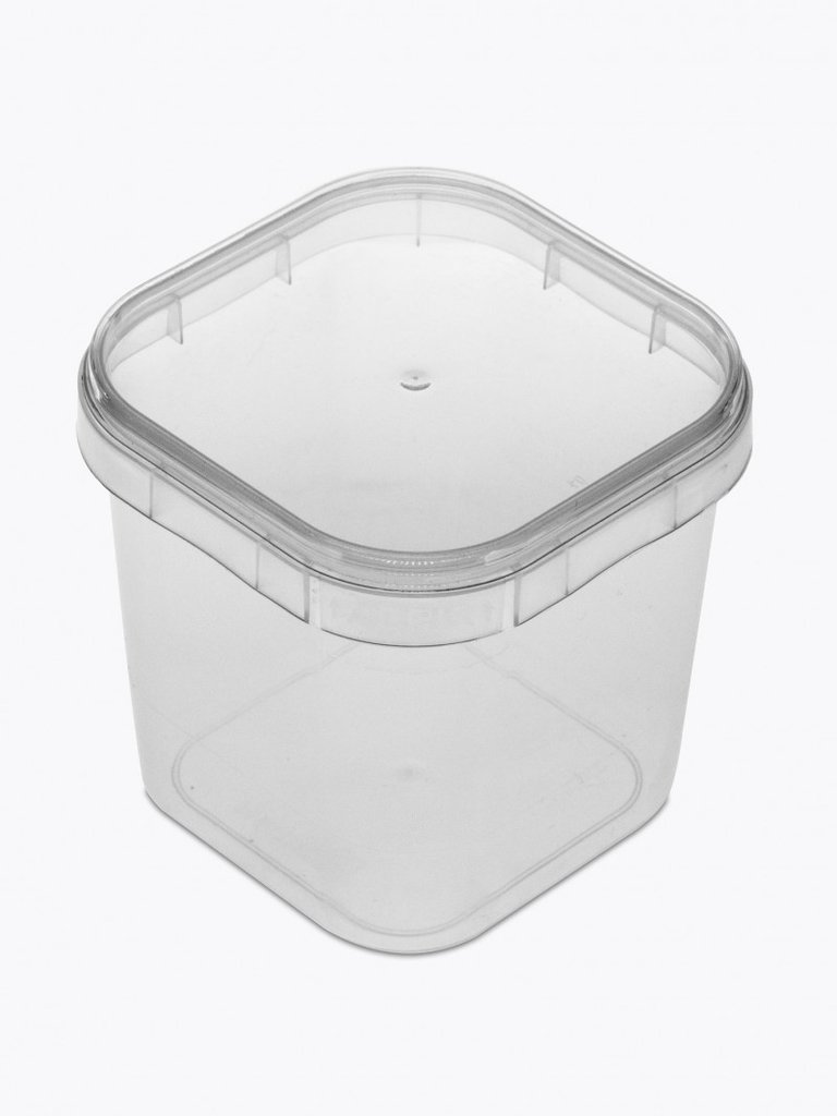 Pote Plástico PP Quadrado Com Tampa e Lacre 500ml - 10 unidades PLASTILÂNIA