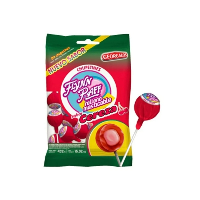 Chupetin con Chicle Flynn Paff sabor Cereza x 24 u.
