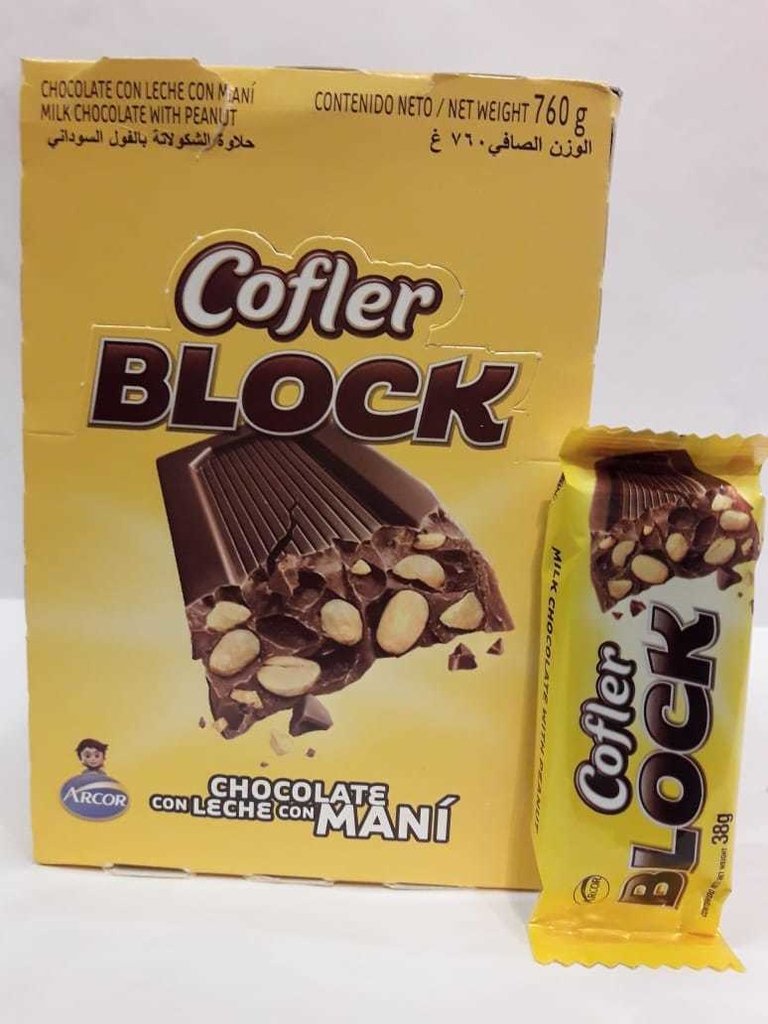 Chocolate Con ManÍ Cofler Block 38g - Caja X 20 Unidades