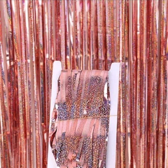 CORTINA ROSE GOLD HOLOGRÁFICA - Olmil´s Party Planet