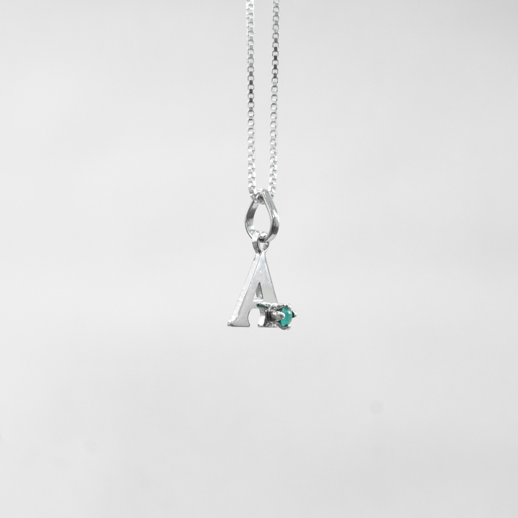 Collar Inicial A. Plata con Esmeralda - TL Joyas