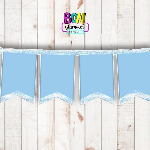 BANDERIN GUIRNALDA PASTEL 1.50m CELESTE X1