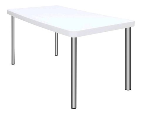 Mesa Rectangular Plastico Patas Metálicas Tokio - Blanco